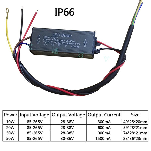 LED Driver 10W 20W 30W 50W 220mA/600MA/900MA/1500MA Power Supply Flood ...