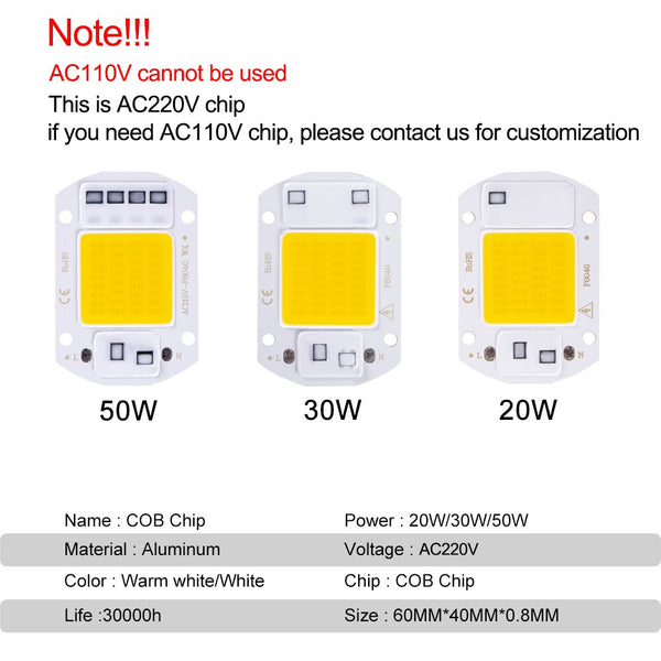 LED Chip 20W 30W 50W AC 220V Smart COB lamp Bead No Need Driver for Fl - LED Lights For Sale ...