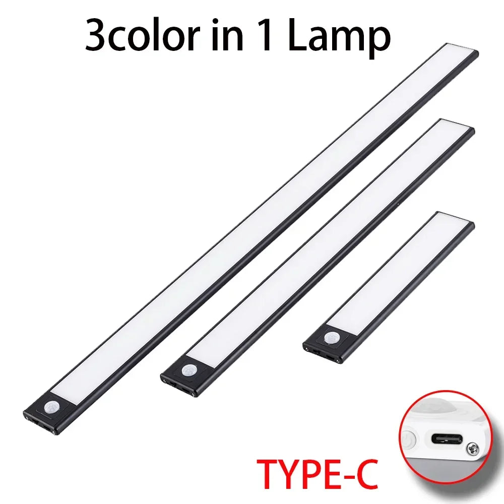 LED Night Light 20/30/40/60CM Motion Sensor Wireless USB Cabinet Night ...