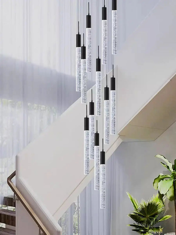 Crystal LED pendant lights Luxury Duplex Stair Chandeliers Living Room ...