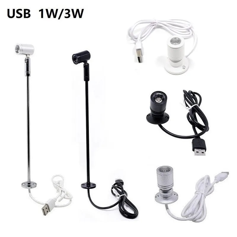 USB 5V Mini Led Spotlight Rotatable Angle 1W 3W Surface Mounted for Ca ...