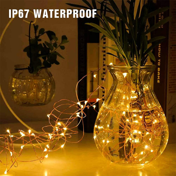 LED Fairy Copper Wire String Lights CR2032 Battery Mini 1m 2m 3m 5m Ga ...