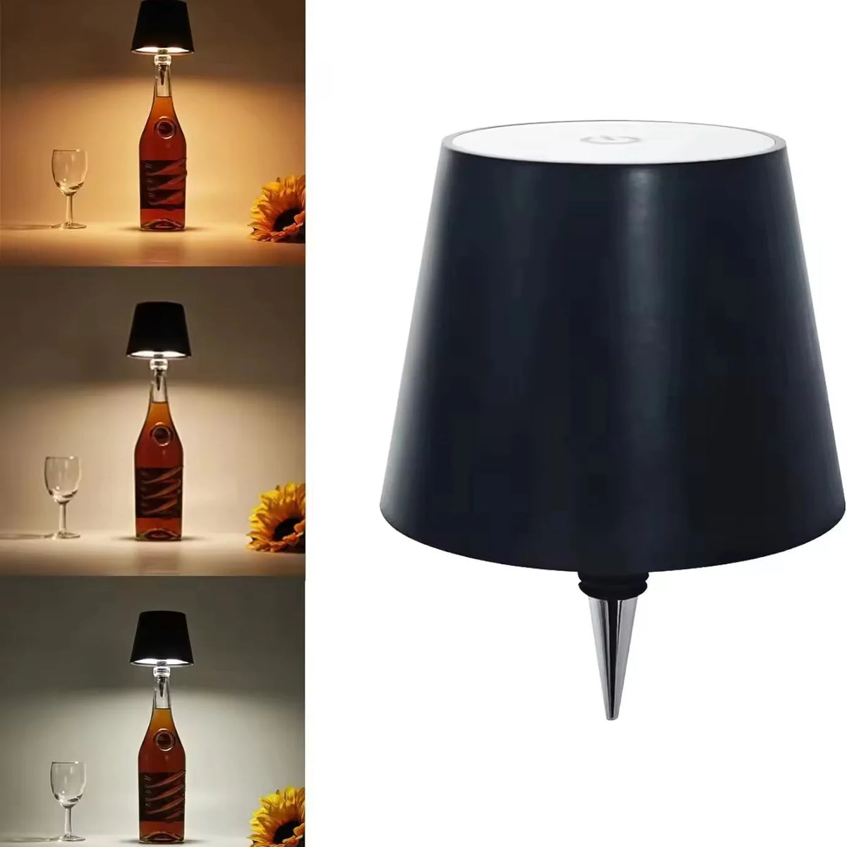 USB Charge Bottle Table Lamp Touch Control of 3 Colors and Stepless Di ...