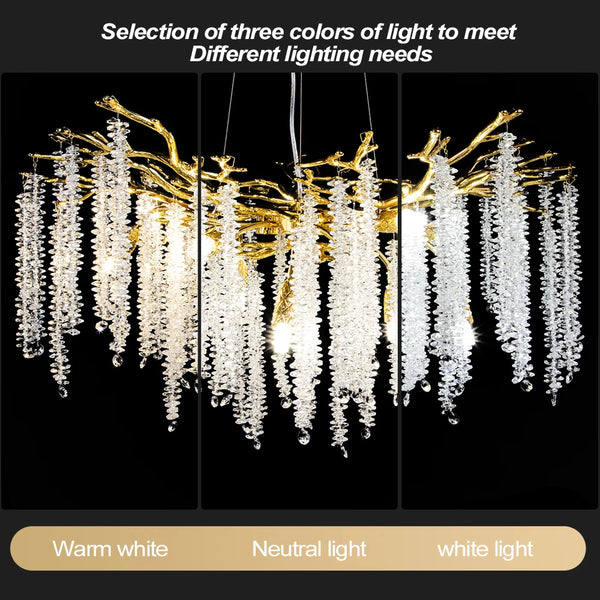 Modern Crystal Chandelier Raindrop Hanging Pendant Light Fixture for K ...