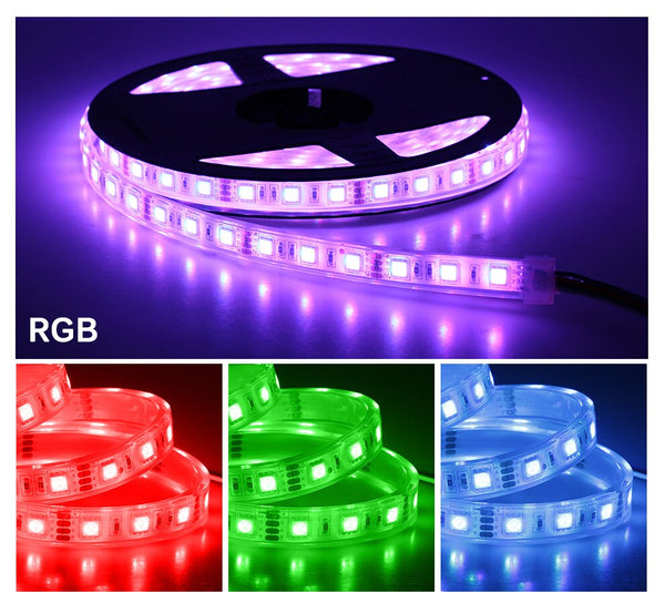 Waterproof LED Strip Light Warm White Blue Green Red RGB Flexible Lamp ...