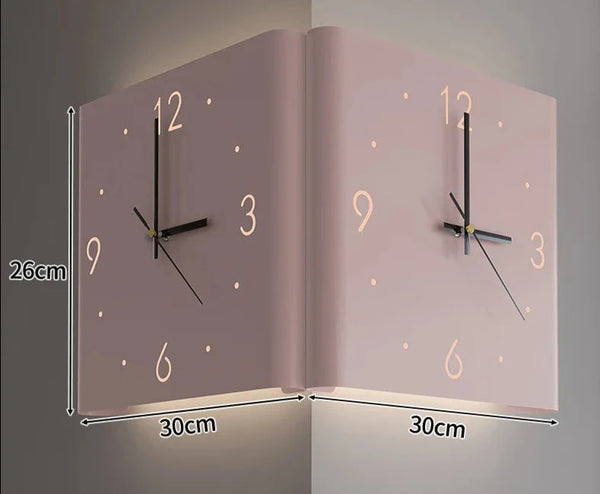 LED Corner Wall Clock Double Sided Silent Walls Clocks Modern Simple D ...