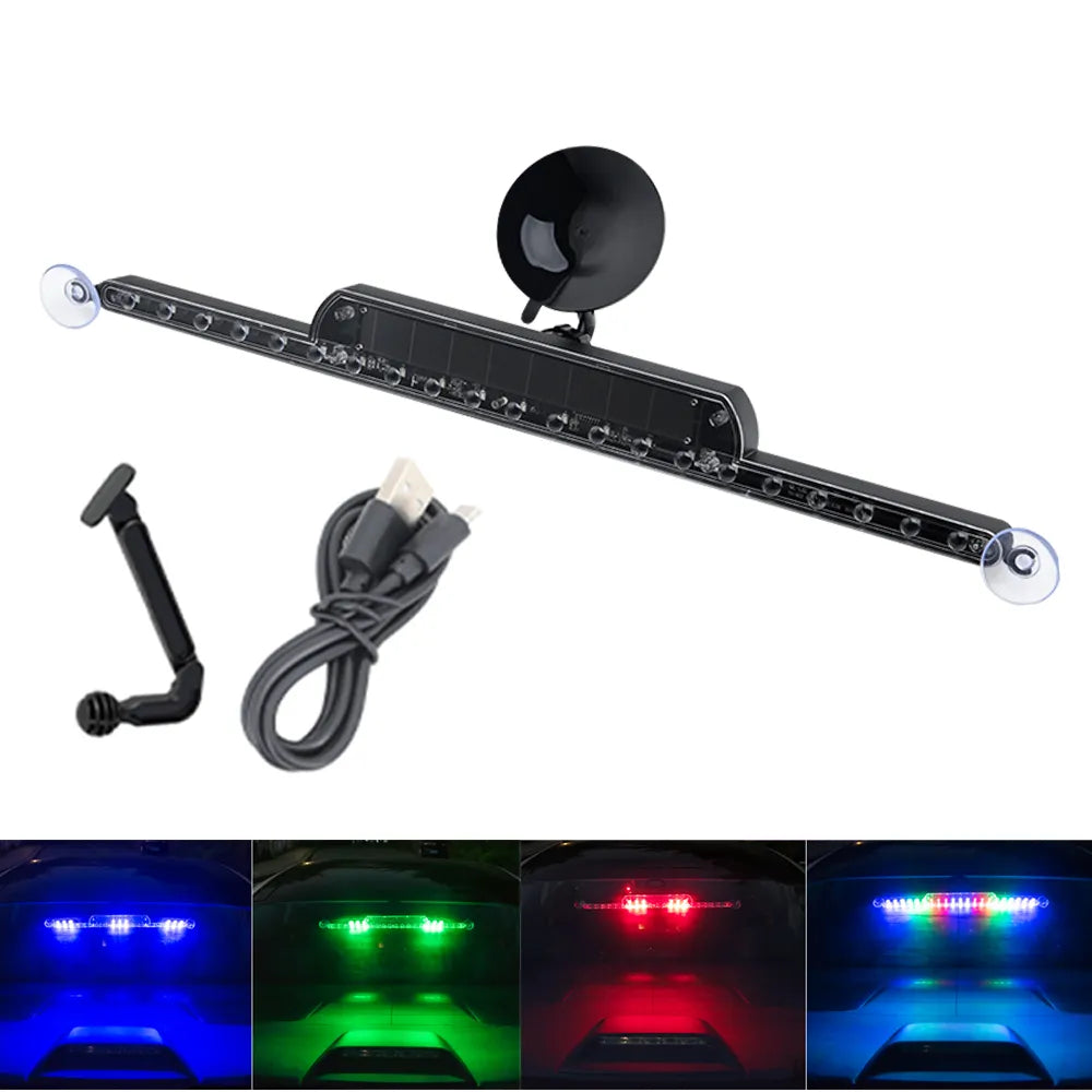 Strobe Police Lights LED Warning Lamp Solar RGB Car Anti Collision Lig ...