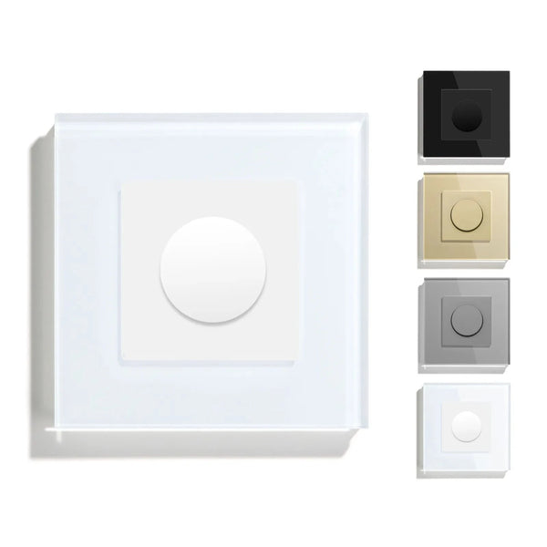 Dimmer Light Switch Rotary Knob Glass Mechanical LED Dimmable Wall Mou ...