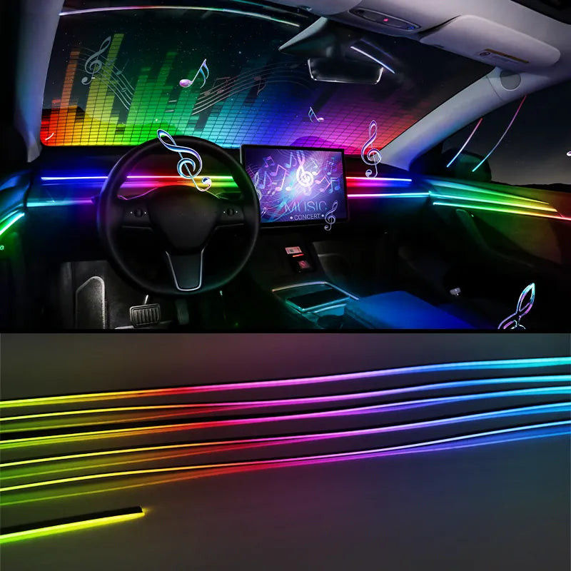 Full Color Streamer Car Ambient Lights RGB 64 Color Universal LED Inte ...