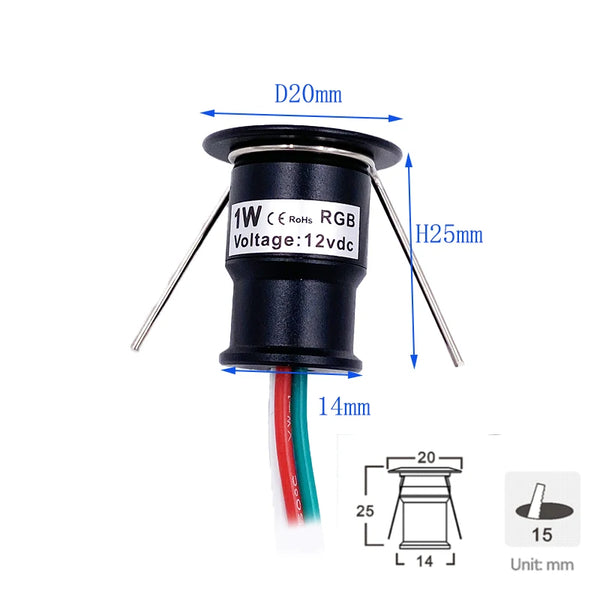 Mini LED 12V Recessed Ceiling Downlights 1W Dimmable Spotlight Black W ...