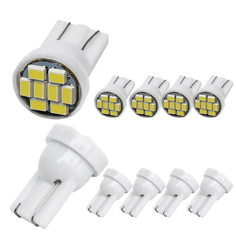 10 PCS MINI Small T10 W5W LED Bulb 12V 1210-8SMD 7000K White Car Inter ...