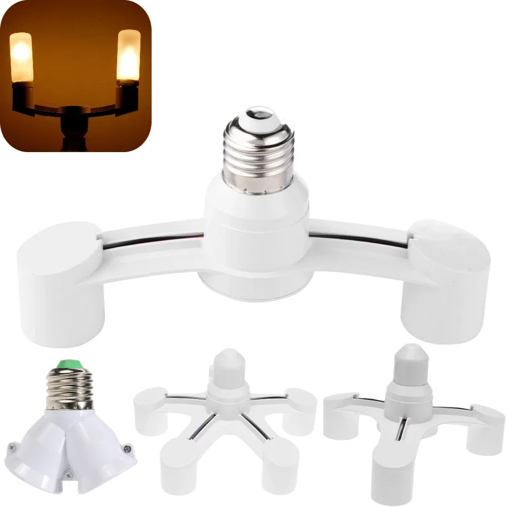 E27 to E27 LED Bulb Lamp Holder 2 in 1/3 in 1/4 in 1/5 in 1 E27 Base S ...