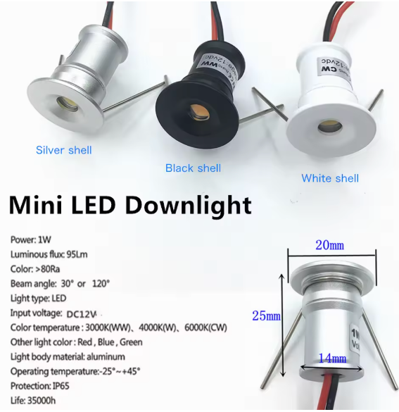 LED Spot 12V 1W Spotlight Dimmable Recessed Ceiling Lamp Kitchen Cabin ...