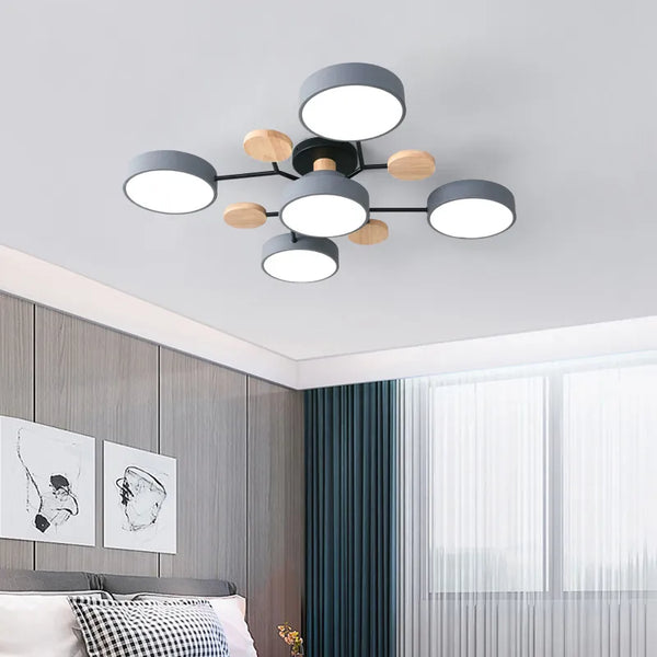 Modern Log Light Living Room LED Chandelier Bedroom Ceiling Lamp Kitch ...