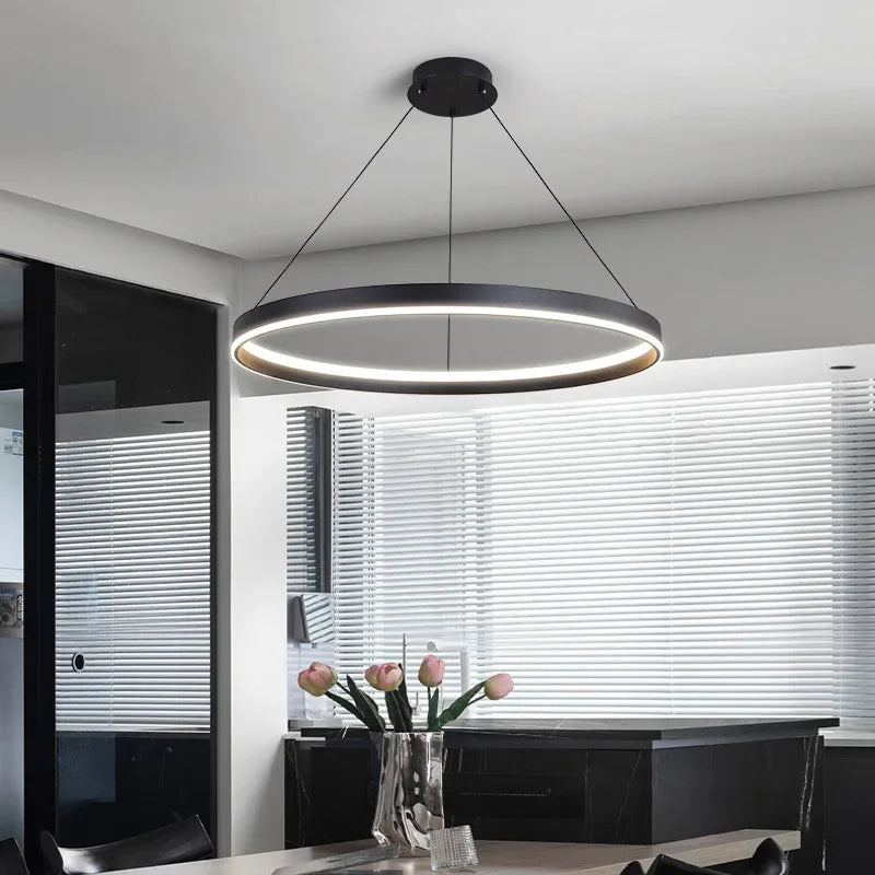 Modern Minimalism Round Ring Led Chandeliers Lighting Living Room Offi ...