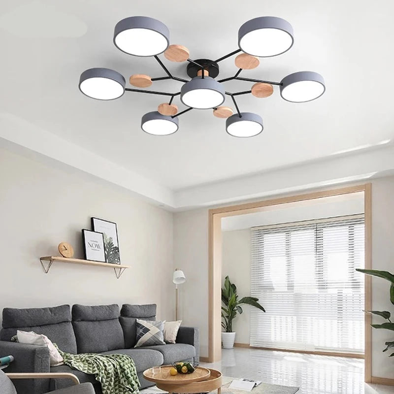 Modern Log Light Living Room LED Chandelier Bedroom Ceiling Lamp Kitch ...