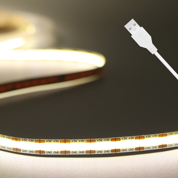 DC 5V COB LED Strip Light USB with Mini Controller Dimmable Soft Flexi ...