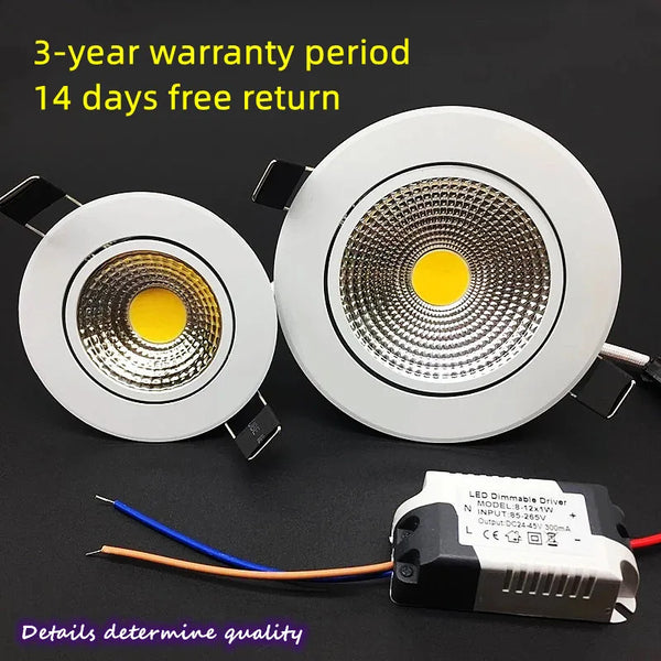 Super Bright AC85~265V Recessed Dimmable LED Downlights COB 5W 7W 9W 1 - LED Lights For Sale ...