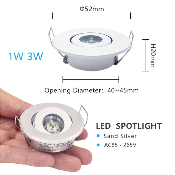 6pc 3W 1W Mini led Downlight Cabinet Recessed Spot light led Driver Pu ...