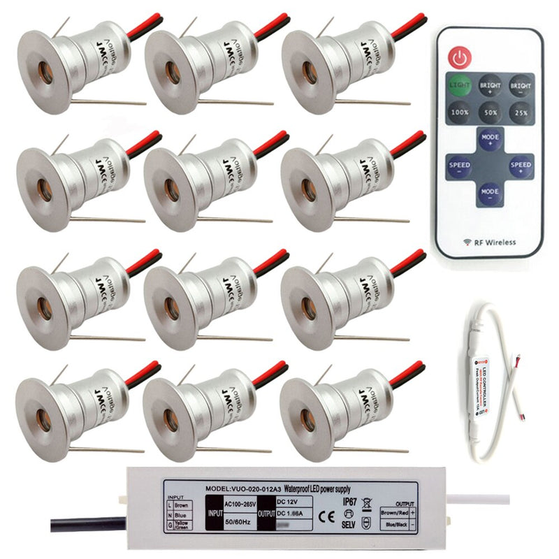 12V Mini LED Downlight Dimmable Spotlight Cabinet Light IP65 1W Stair ...