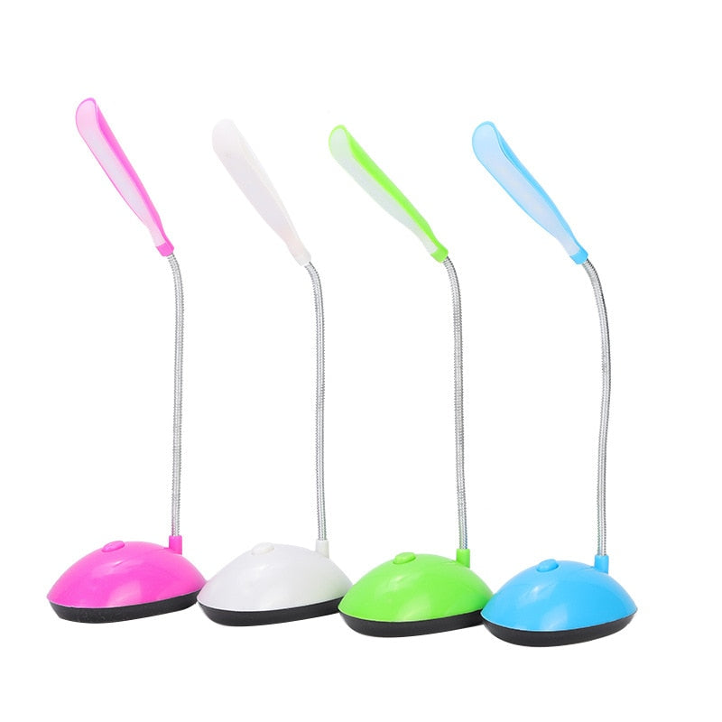 4 Colors Mini LED Desk Lamp Book Light AAA Battery Powered Eye-Protect ...