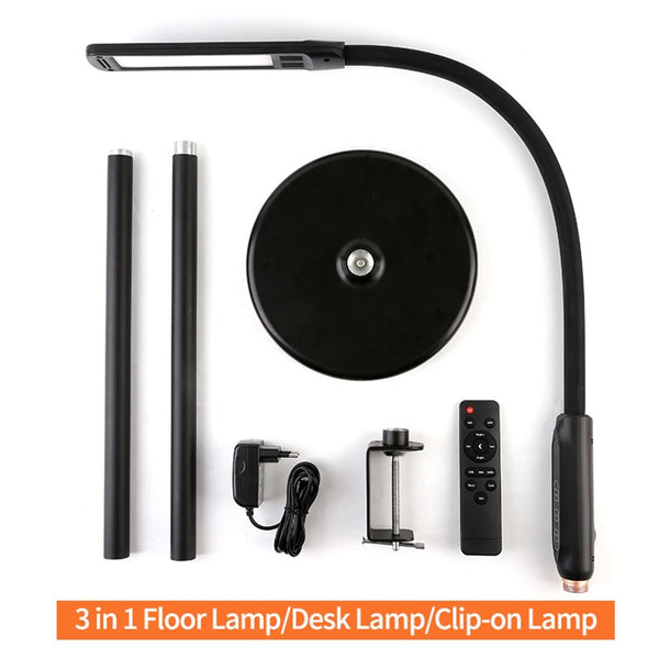 LED 3 In 1 Clip-on Lamp Floor Lamp Desk Lamp With Remote Control Dimmi ...