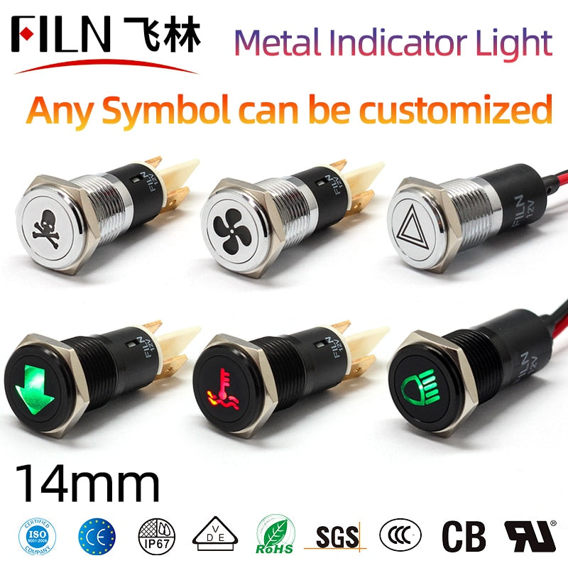 14mm Waterproof Lamp FILN 12V LED Car Signal Lights Instrument Pilot l ...