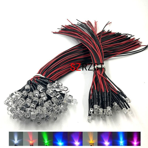 20pcs lot 20cm Pre Wired 3mm 5mm LED Light Lamp Bulb Prewired Emitting ...