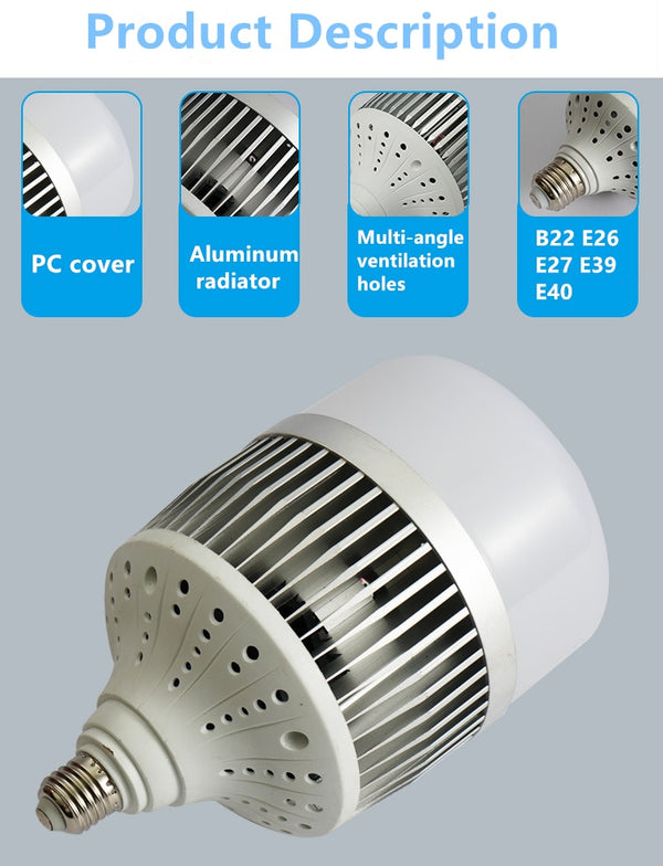 High Power Led Globe Bulb E27 E40 80W 120W 150W 200W 300W AC220V Energ ...