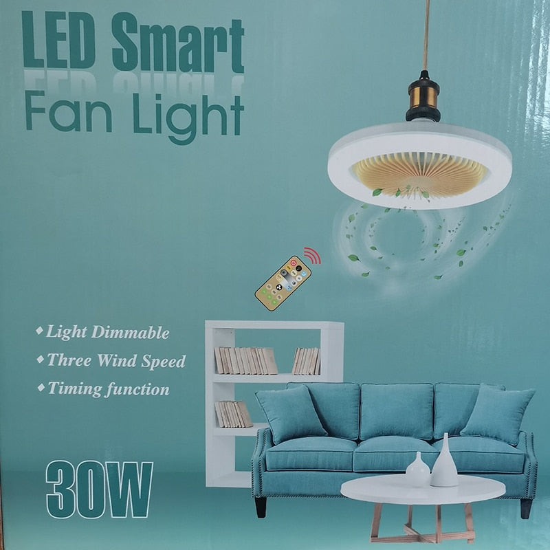 LED Smart Fan light E27 bulb 30W LED Ceiling Light with Remote Control ...