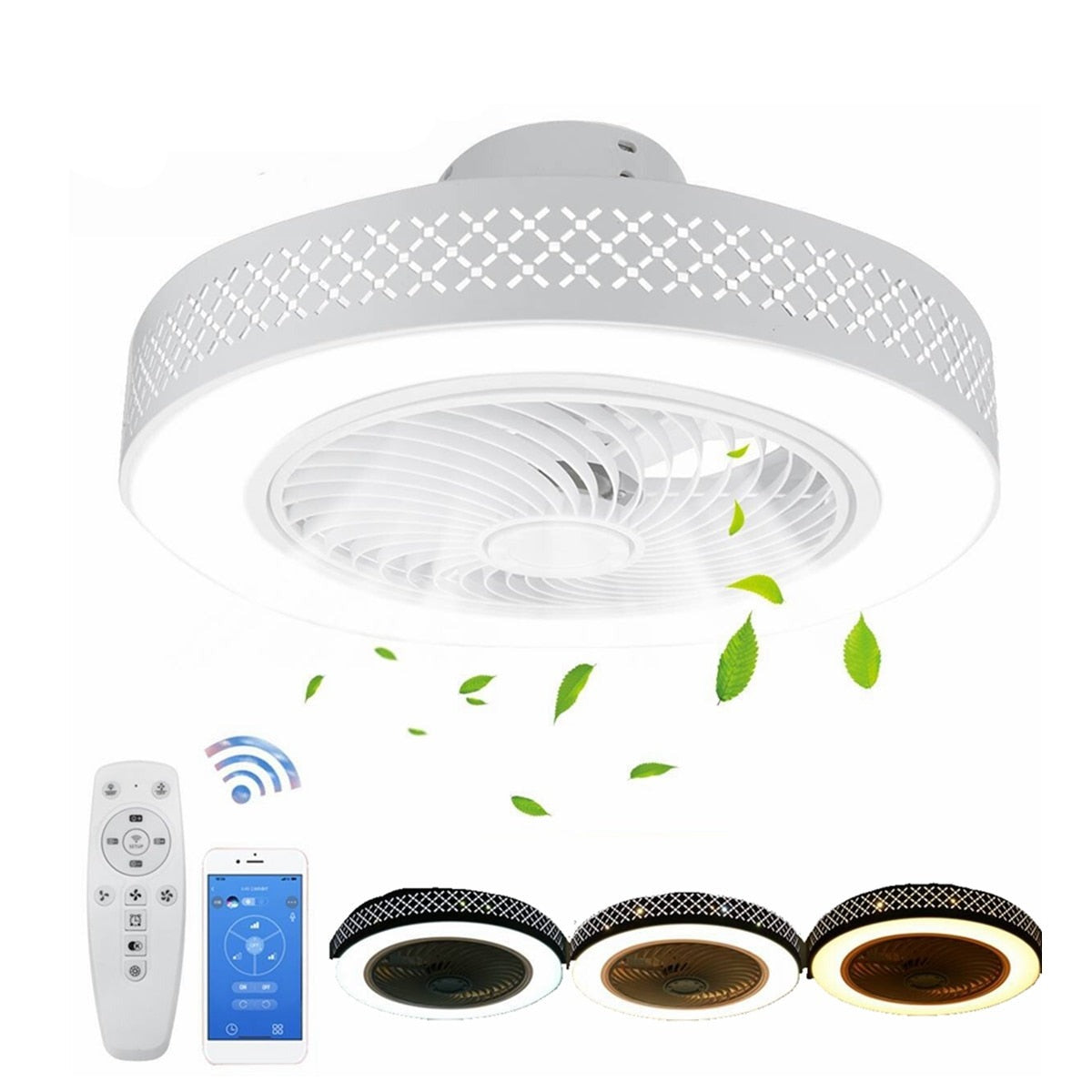 50cm Intelligent Led Ceiling Fan Light Ceiling Fans with Lights 3-Spee ...