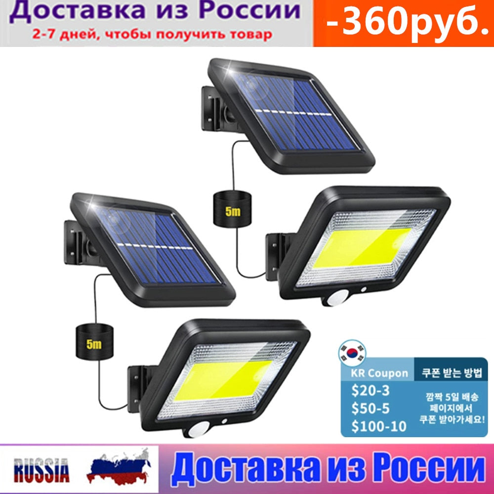 COB LED Solar Powered Light Outdoors PIR Motion Sensor Sunlight Waterp ...