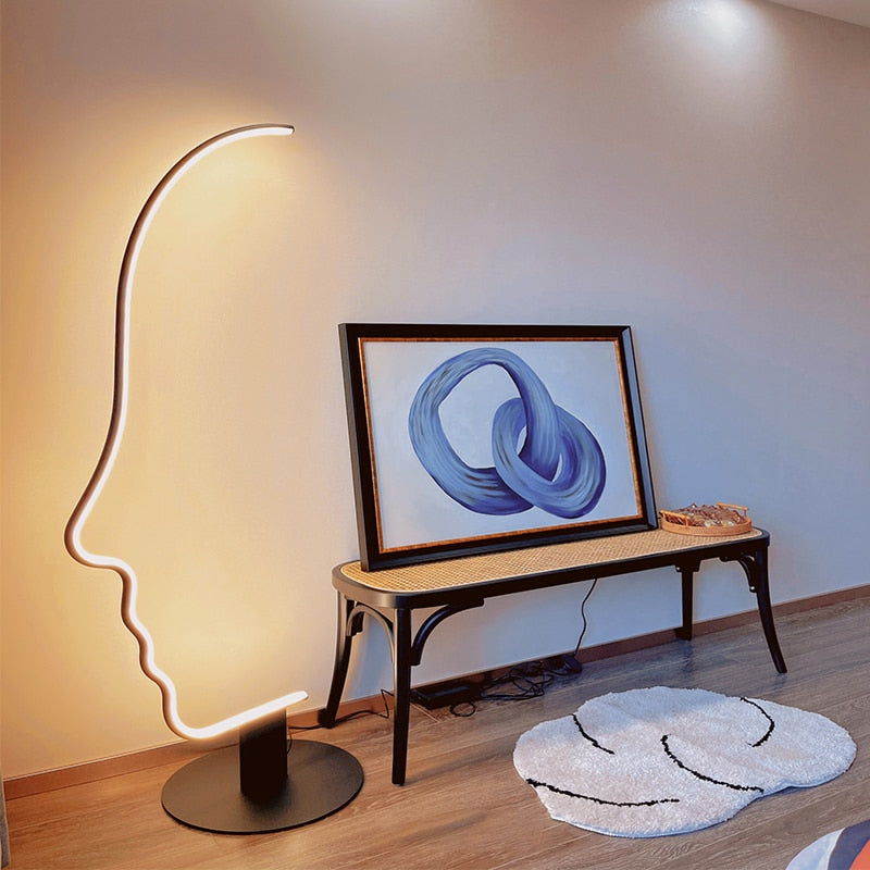 Nordic Minimalist Creativity Human Face Led Floor Lamp Living Room Bed ...