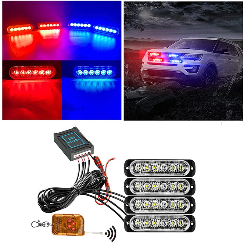 24 LED Strobe Light Wireless Car Emergency Flashing Light Car LED 12V ...