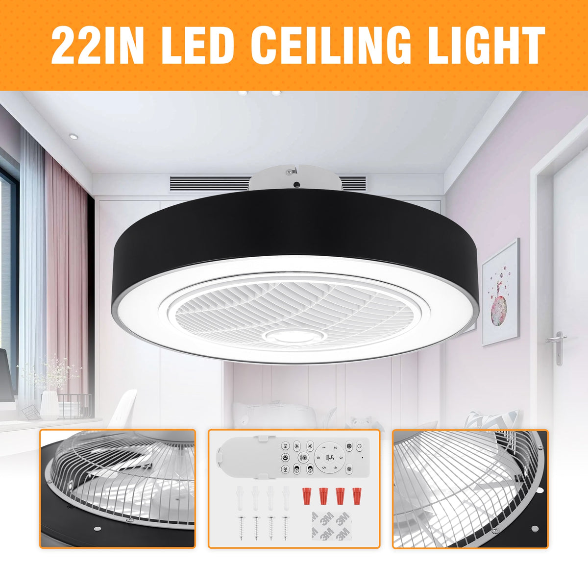 LED Light Ceiling Fan with Lamp Remote Control Modern Lighting 72W Thr ...