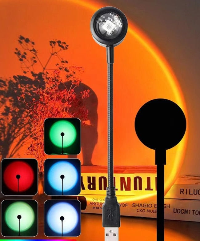 Sunset Lamp LED USB Rainbow Neon Night Light Projector Photography Wal ...