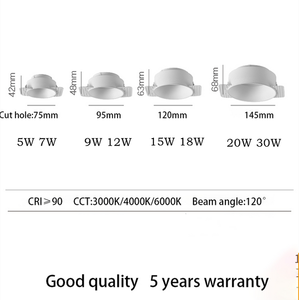 Round Dimmable COB Led Downlights 5W 7W 9W 12W High End Recessed Ceili ...
