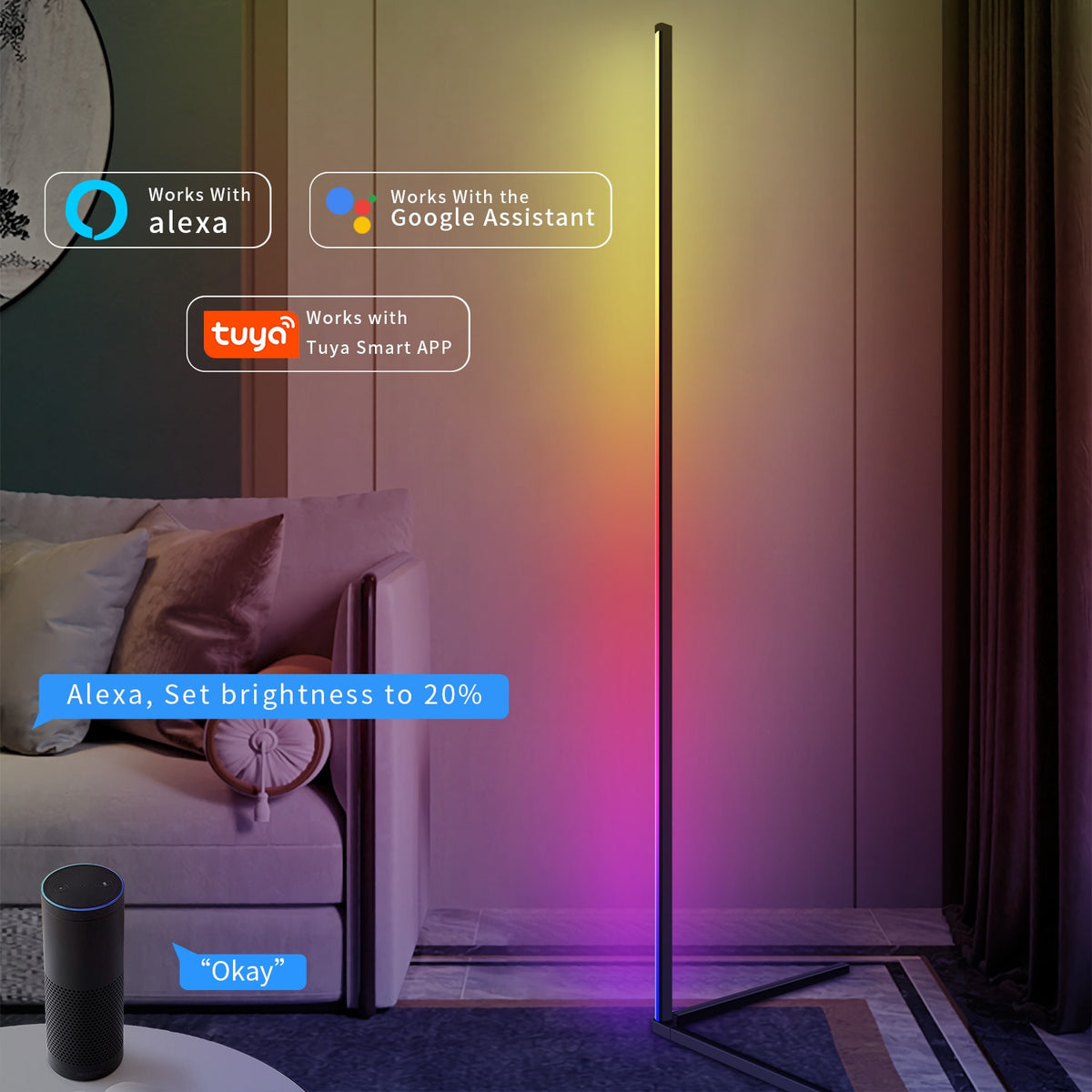 Modern Led Floor Lamp RGB Nordic Floor Lamps Living Room Indoor RGB At ...