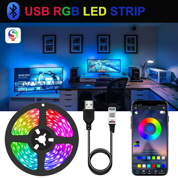 Led Strip Lights Bluetooth Usb Led Strips 5050 Music Sync Rgb Strip 5V ...