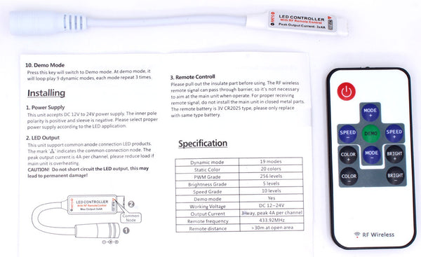 RF RGB Controller Mini RF Wireless LED Remote Controller for RGB 5050 ...