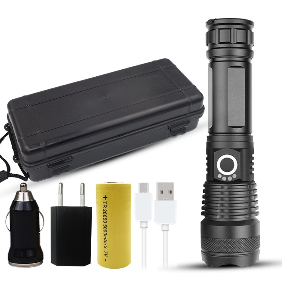 LED flashlight xhp50 usb charging Stretch zoom Shock Resistant Powerful ...