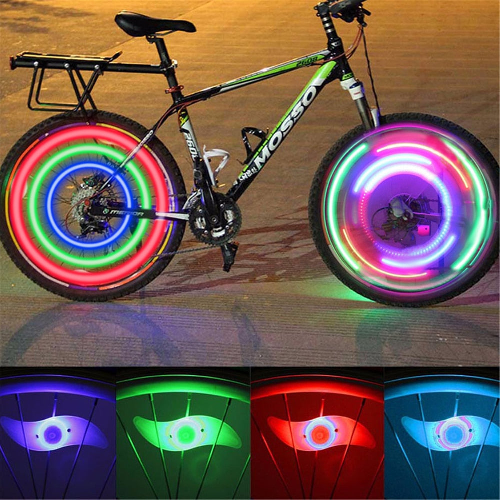 3 Lighting Mode LED Neon Bicycle Wheel Spoke Light Waterproof Color Bi ...