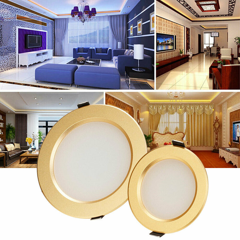 Golden 110V 220V Dimmable One-piece LED Recessed Ceiling Downlight Lig ...