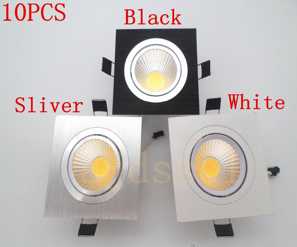 LED Downlight 10pcs led spot Square Bright Recessed LED Dimmable COB 7 ...