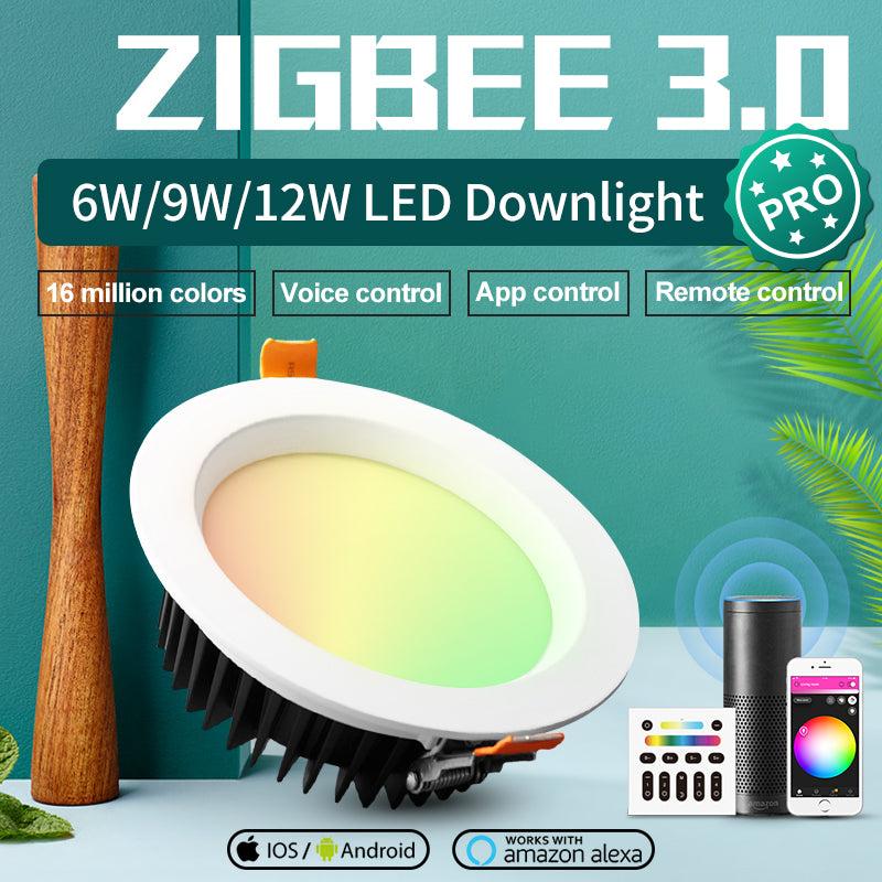 Zigbee Smart IP44 LED Recessed Downlight 6W 9W 12W For Bedroom Living ...