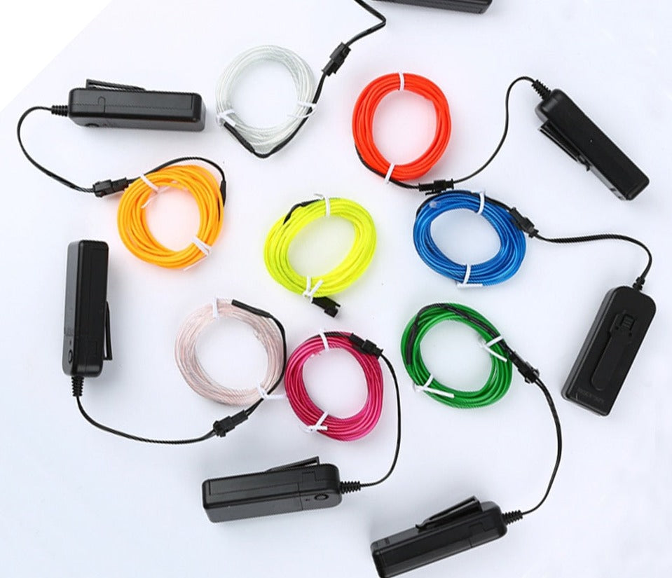 1m/3m/5M 3V Flexible Neon Light Glow EL Wire Rope tape Cable Strip LED ...