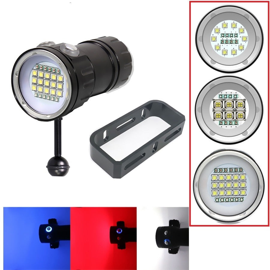 New LED Diving Flashlight Underwater 80M XHP70 / L2 Photography Video ...