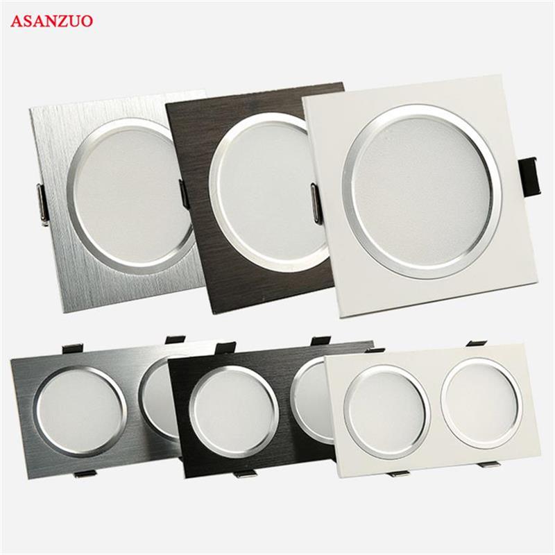 LED Downlights 5W 10W AC85-265V Square silver Black White LED Ceiling ...